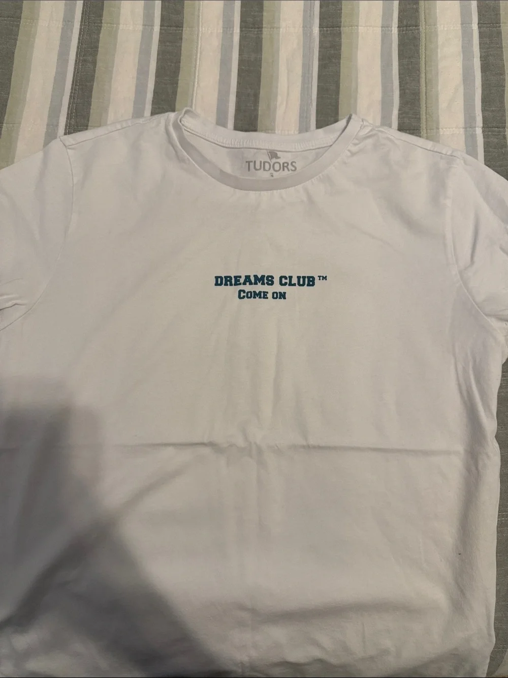 Shirts | Luxury Turkish Tudors Dreams Club White Tee With Teal Print ...
